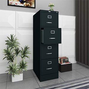 Scranton & Co 4 Drawer 22" Deep Letter File Cabinet in Black, Fully Assembled