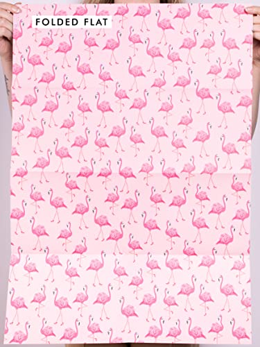 CENTRAL 23 Pink Wrapping Paper - Flamingo - 6 Sheets Birthday Gift Wrap - New Baby - Women Girls Female - Anniversary or Valentines Day Gift Wrap - Trendy - Recyclable