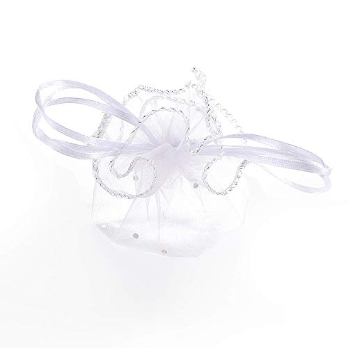 Dealglad Bezall 100Pcs White Organza Tulle Circles with Drawstring, 9.8 Inch Round Organza Bags Jewelry Candy Pouch Christmas Wedding Party Favor Gift Bags