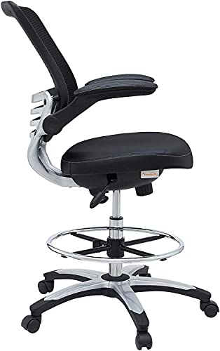 Modway Edge Drafting Chair - Reception Desk Chair - Flip-Up Arm Drafting Chair in Black