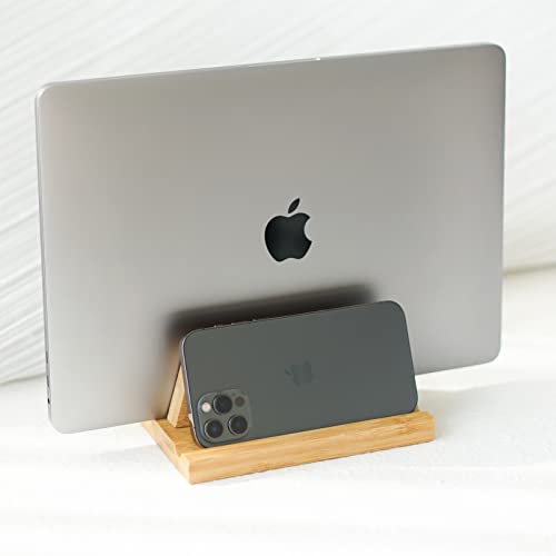 ROCDEER Vertical Laptop Stand Holder - Adjustable Holder and Dock 0.01" to 1.18", Fits All MacBook/Surface/Samsung/HP/Dell/Chrome Book, Natural Bamboo