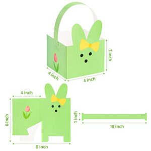 H1vojoxo 24PCS Easter Treat Boxes for Kids, Easter Candy Boxes with Handle, Easter Bunny Rabbit Cardboard Boxes, Goody Cookies Containers for Easter, Easter Boxes for School Classroom Party Favor