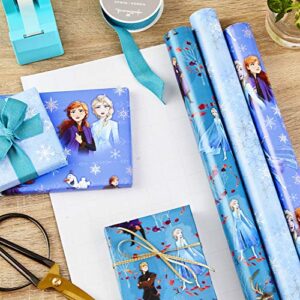 Hallmark Disney's Frozen 2 Wrapping Paper with Cut Lines (Pack of 3, 105 sq. ft. ttl.) for Birthdays, Christmas, Kids Parties or Any Occasion