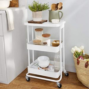 Amazon Basics 2-Tier Metal Kitchen/Utility Cart with Shelf, White