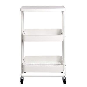 Amazon Basics 2-Tier Metal Kitchen/Utility Cart with Shelf, White