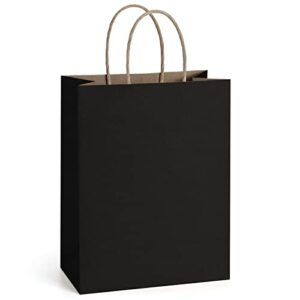 bagdream gift bags 8×4.25×10.5 25pcs black kraft paper bags, paper gift bags with handles, paper shopping bags wedding birthday party favor bags merchandise retail bags sacks