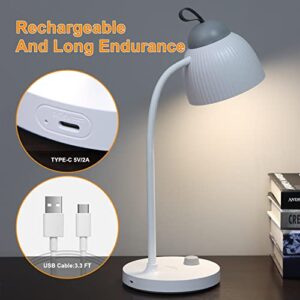 PULRELAS Cordless LED Desk Lamp, Gooseneck Table Lamp, Knob Dimming Desk Light, Rechargeable Eye-Caring Study Lamp for Home Office.