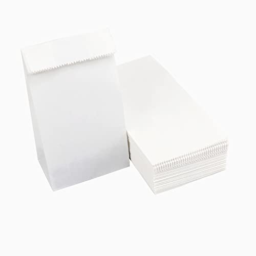 Kslong Small White Paper Bags, 50PCS Mini Paper Treat Bags for Party Favors, Paper Lunch Bags Bulk for Sandwich, Popcorn, Snack, Cookies, Gift Wrapping 1 LB 3.5x2.2x6.7” bolsas de papel (White 2)