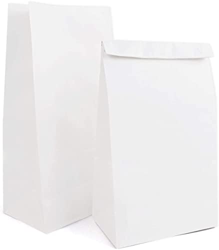 Kslong Small White Paper Bags, 50PCS Mini Paper Treat Bags for Party Favors, Paper Lunch Bags Bulk for Sandwich, Popcorn, Snack, Cookies, Gift Wrapping 1 LB 3.5x2.2x6.7” bolsas de papel (White 2)