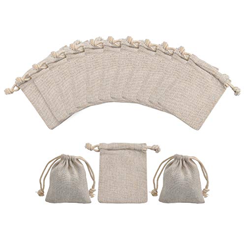 Calary 50pcs Double Canvas Drawstring Gift Bag Cotton Pouch Gift Sachet Bags Muslin Bag Reusable Tea Bag 5x7 Inch