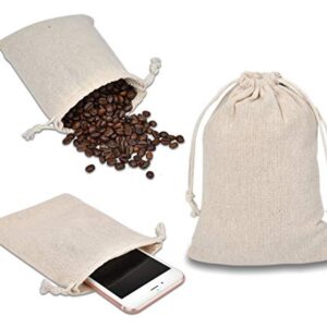 Calary 50pcs Double Canvas Drawstring Gift Bag Cotton Pouch Gift Sachet Bags Muslin Bag Reusable Tea Bag 5x7 Inch