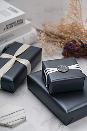 RUSPEPA Black Matte Wrapping Paper - Solid Color Pearly - lustre Paper Perfect for Wedding, Birthday, Christmas, Baby Shower -17 Inches X 32.8 Feet