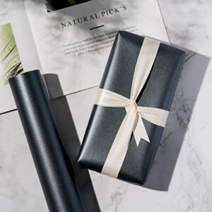 RUSPEPA Black Matte Wrapping Paper - Solid Color Pearly - lustre Paper Perfect for Wedding, Birthday, Christmas, Baby Shower -17 Inches X 32.8 Feet