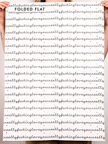 Central 23 Rude Wrapping Paper - I really f**king love you - Funny Wrapping Paper Adult - Inappropriate Gift Wrap - Perfect for Girlfriend or Boyfriend - Birthday Anniversary Valentines Day