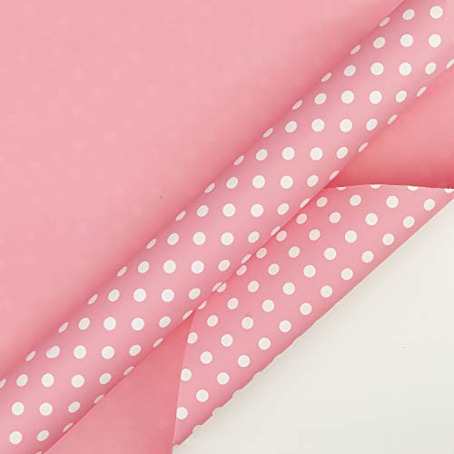 WRAPAHOLIC Reversible Wrapping Paper - Pink and Polka Dot Design for Birthday, Holiday, Wedding, Baby Shower Wrap - 30 inch x 33 feet