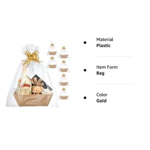 Mimorou,22 Pieces Baskets for Gifts Empty Gift Basket Kit Includes 6 Empty Gift Baskets 6 Clear Gift Bags for Baskets and 10 Gold Pull Bows Gift Packages for Wedding Birthday Thanksgiving Party Gift Wrapping