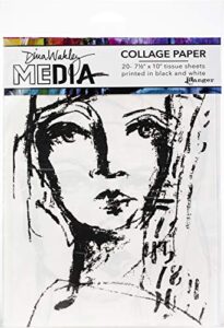 ranger dina wakley media collage tissue paper 7.5″x10″ 20/pkg-faces, black