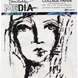 Ranger Dina Wakley Media Collage Tissue Paper 7.5"X10" 20/Pkg-Faces, Black