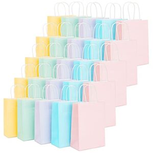 juvale pastel paper gift bags with handles for goodies, baby shower, party favors (25 pack, 5 colors, 8.5 x 6.2 x 3.1 in)