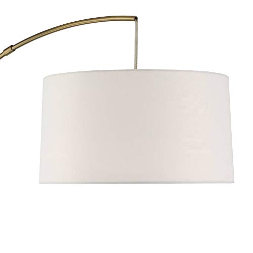 360 Lighting Cora Modern Mid Century Arc Floor Lamp Standing 72" Tall Classic Brass Gold White Linen Drum Shade Decor for Living Room Reading Bedroom Office House Home Decor