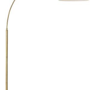 360 Lighting Cora Modern Mid Century Arc Floor Lamp Standing 72" Tall Classic Brass Gold White Linen Drum Shade Decor for Living Room Reading Bedroom Office House Home Decor