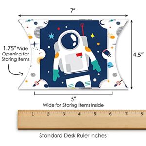 Big Dot of Happiness Blast Off to Outer Space - Favor Gift Boxes - Rocket Ship Baby Shower or Birthday Party Large Pillow Boxes - Set of 12