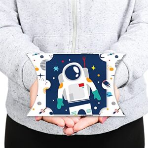 Big Dot of Happiness Blast Off to Outer Space - Favor Gift Boxes - Rocket Ship Baby Shower or Birthday Party Large Pillow Boxes - Set of 12