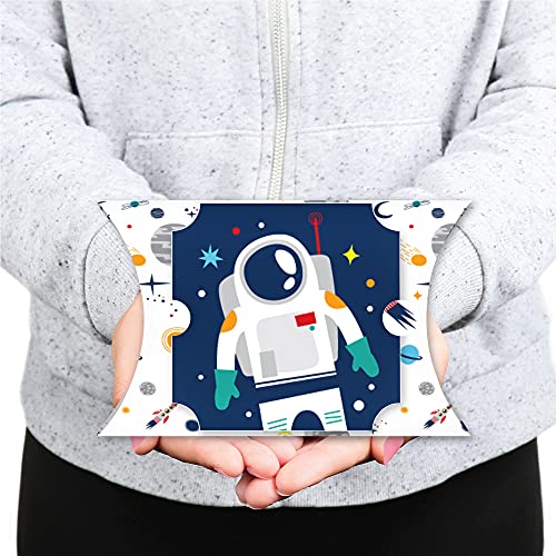 Big Dot of Happiness Blast Off to Outer Space - Favor Gift Boxes - Rocket Ship Baby Shower or Birthday Party Large Pillow Boxes - Set of 12