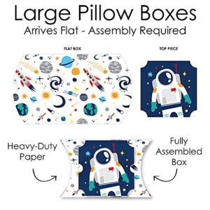 Big Dot of Happiness Blast Off to Outer Space - Favor Gift Boxes - Rocket Ship Baby Shower or Birthday Party Large Pillow Boxes - Set of 12