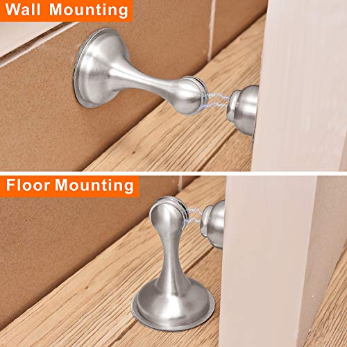 Magnetic Door Stopper Brushed Nickel No Drill 3M Double-Sided Adhesive Tape Magnet Door Stop Magnet Door Stopper Hold Door Open Magnetic Door Holder Door Stopper Magnetic Door Stop 2 Pack