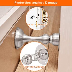 Magnetic Door Stopper Brushed Nickel No Drill 3M Double-Sided Adhesive Tape Magnet Door Stop Magnet Door Stopper Hold Door Open Magnetic Door Holder Door Stopper Magnetic Door Stop 2 Pack