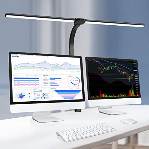 Kartols LED Desk Lamp, Double Head Architect Desk Lamp for Home Office, 31.5'' Modern Desk Light with Clamp, Stepless Dimming, 5 Color Modes, Timer, Eye Protection Office Lamp Touch Control