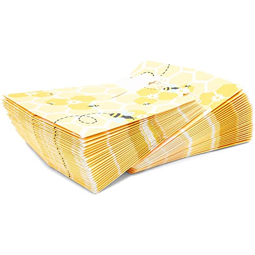 Paper Treat Boxes for Bee Party Favors (3.5 x 3.5 x 5.5 in, 50 Pack)