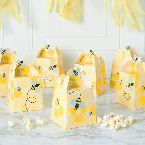 Paper Treat Boxes for Bee Party Favors (3.5 x 3.5 x 5.5 in, 50 Pack)