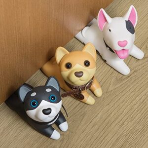 omoojee door stopper, cute dog door stop, decorative door wedge for home and office (3 pcs)