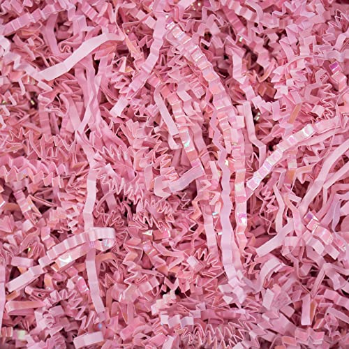 MagicWater Supply Crinkle Cut Paper Shred Filler (2LB) for Gift Wrapping & Basket Filling - Diamond Light Pink