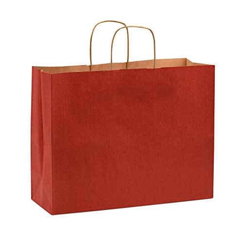 Red Gift Bags with Handles - 16x6x12 Inch 100 Pack Large Kraft Paper Shopping Bags for Christmas & Holiday, Birthdays, Retail, Small Business & Boutiques, Gift Wrapping, Wedding Favors, in Bulk