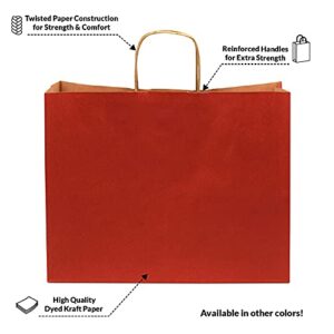 Red Gift Bags with Handles - 16x6x12 Inch 100 Pack Large Kraft Paper Shopping Bags for Christmas & Holiday, Birthdays, Retail, Small Business & Boutiques, Gift Wrapping, Wedding Favors, in Bulk