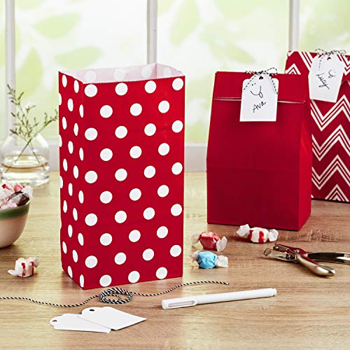 Hallmark Red Party Favor and Wrapped Treat Bags, Assorted Designs (30 Ct., 10 Each of Chevron, White Dots, Solid) for Christmas, Valentines Day, Sweetest Day, May Day, Mothers Day, Care Packages