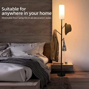 Floor Lamps with Coat Rack, Standing Lamp with Hanger Simple Design,Modern Floor Lamp with Shade Pedal Switch and Remote Control Smart LED RGB Bulb Included for offic;Bedroom;Living Room.