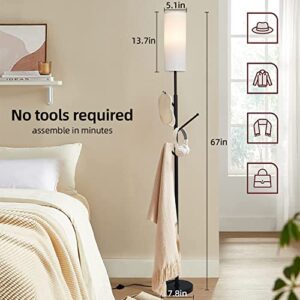 Floor Lamps with Coat Rack, Standing Lamp with Hanger Simple Design,Modern Floor Lamp with Shade Pedal Switch and Remote Control Smart LED RGB Bulb Included for offic;Bedroom;Living Room.