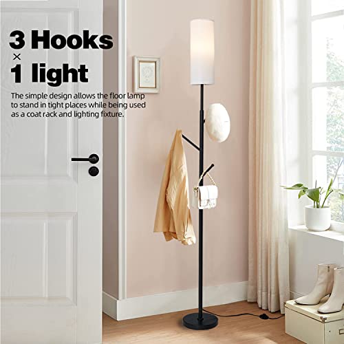 Floor Lamps with Coat Rack, Standing Lamp with Hanger Simple Design,Modern Floor Lamp with Shade Pedal Switch and Remote Control Smart LED RGB Bulb Included for offic;Bedroom;Living Room.