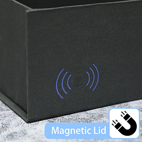 LIFELUM Black Gift Box 13 x 10 x 5 inch Large Gift Box with Lid Magnetic Gift Boxes for Presents Contains Card, Ribbon, Shredded Paper Filler Gift Box for Valentine's Day (1 Pcs