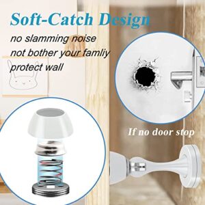 Magnetic Door Stop, White Magnetic Door Stopper Heavy Duty Magnetic Door Holder Catch Stainless Steel Soft-Catch Door Stoppers for Bottom of Door, Doorstop Wall Floor Mount 1 Pack