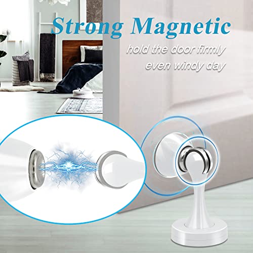 Magnetic Door Stop, White Magnetic Door Stopper Heavy Duty Magnetic Door Holder Catch Stainless Steel Soft-Catch Door Stoppers for Bottom of Door, Doorstop Wall Floor Mount 1 Pack