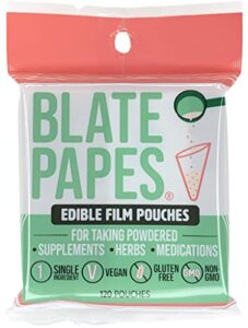 blate papes edible film pouches, 120 count | gel film bags for taking herbs and supplements