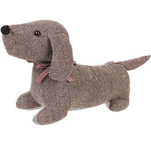 SANFERGE Cute Decorative Door Stopper for Home and Office Floor Door Stops, Fabric Animal Weighted Heavy Wall Protectors, Brown Dog