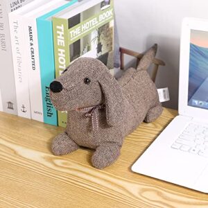 SANFERGE Cute Decorative Door Stopper for Home and Office Floor Door Stops, Fabric Animal Weighted Heavy Wall Protectors, Brown Dog