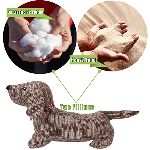 SANFERGE Cute Decorative Door Stopper for Home and Office Floor Door Stops, Fabric Animal Weighted Heavy Wall Protectors, Brown Dog