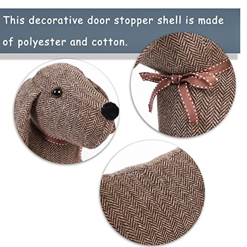 SANFERGE Cute Decorative Door Stopper for Home and Office Floor Door Stops, Fabric Animal Weighted Heavy Wall Protectors, Brown Dog